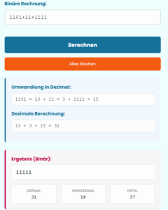 Binär-Rechner Online《 Binärzahlen umrechnen