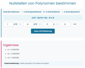Nullstellenrechner Online《 Nullstellen präzise berechnen